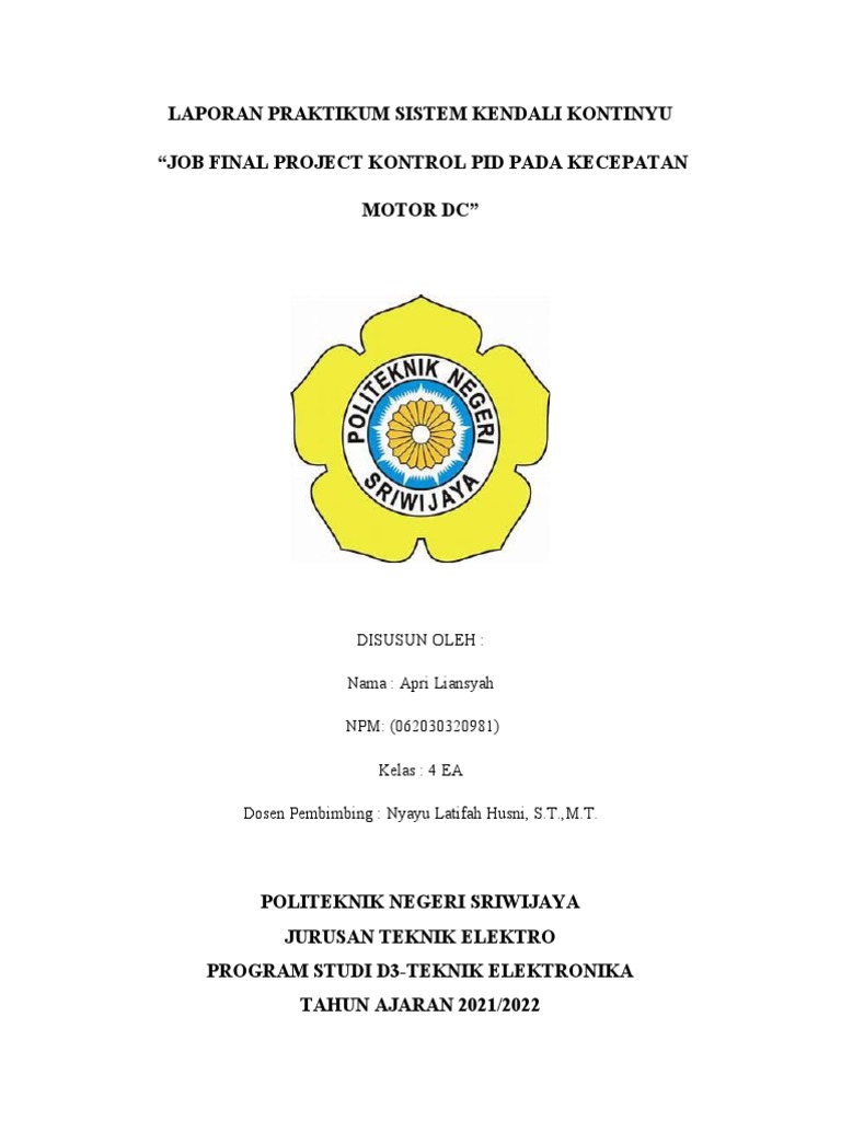 Apri Liansyah - 4ea - 062030320981 - Laporan Praktikum Sistem Kendali Kontinyu Uas | PDF