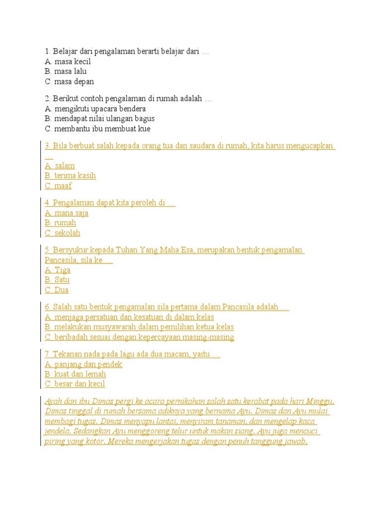 Kumpulan Soal Kelas 2 | PDF | Griya & Taman | Seni