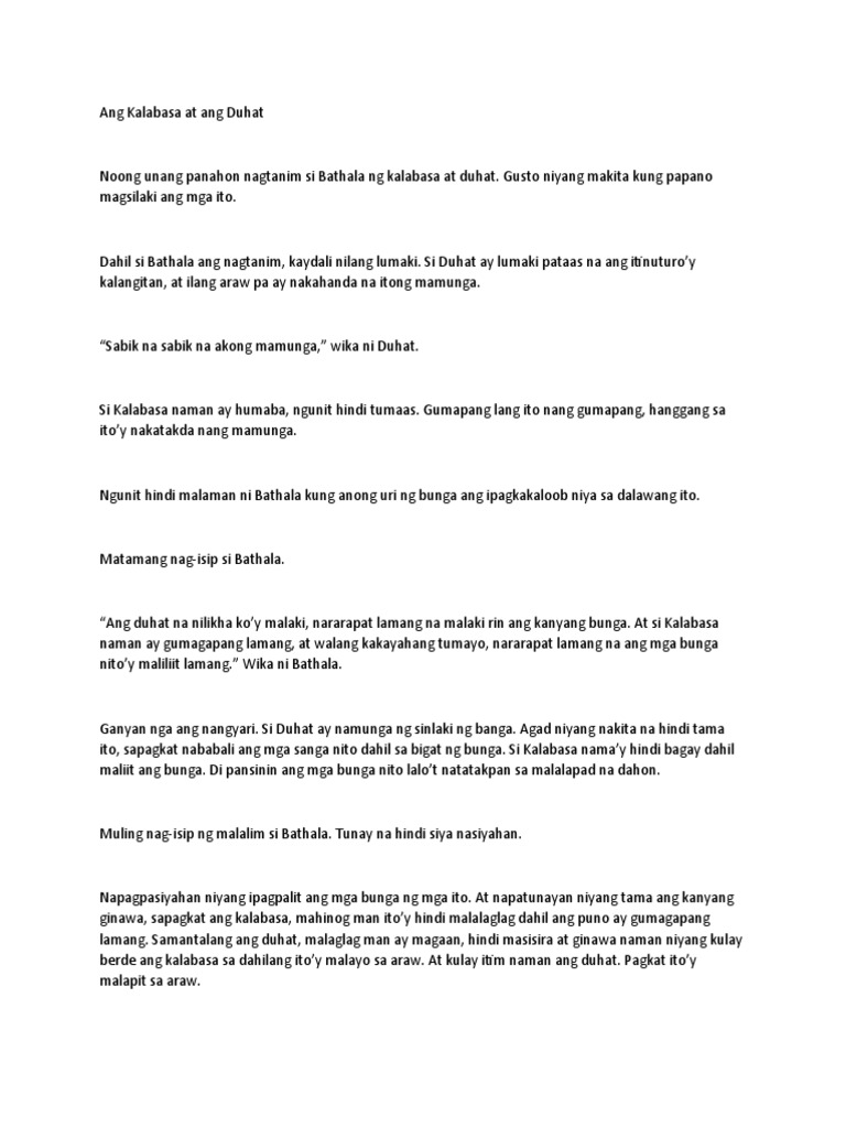 Ang Kalabasa at Ang Duhat | PDF