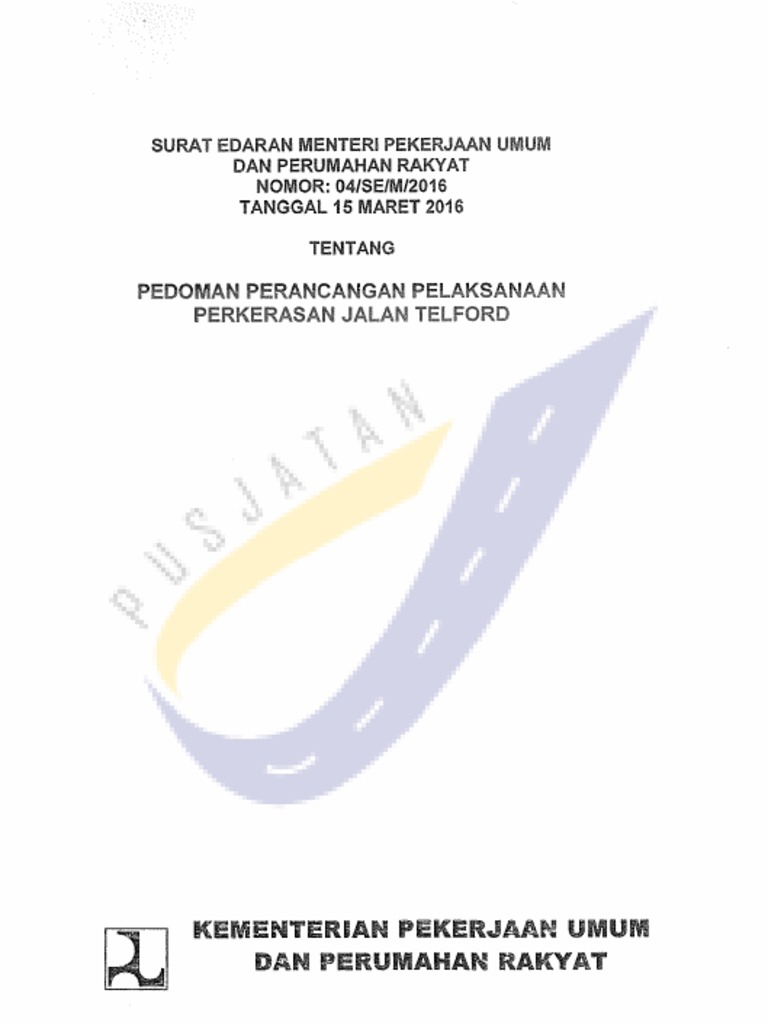 Pedoman Perancangan Dan Pelaksanaan Perkerasan Jalan Telford | PDF
