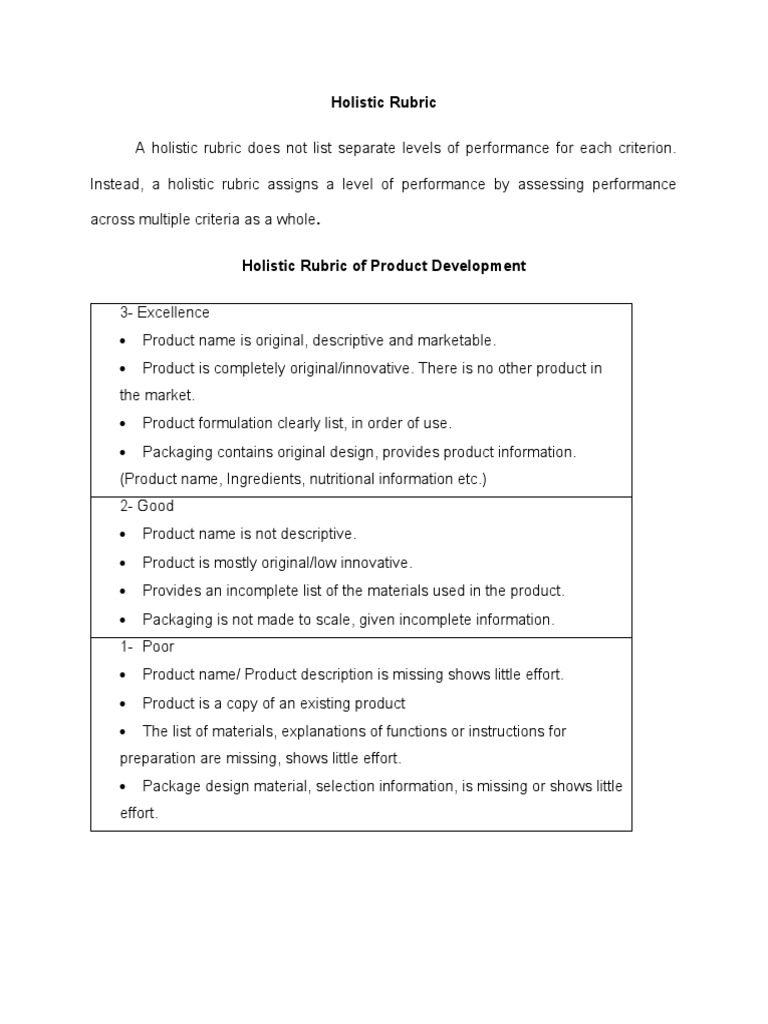Holistic Rubric | PDF