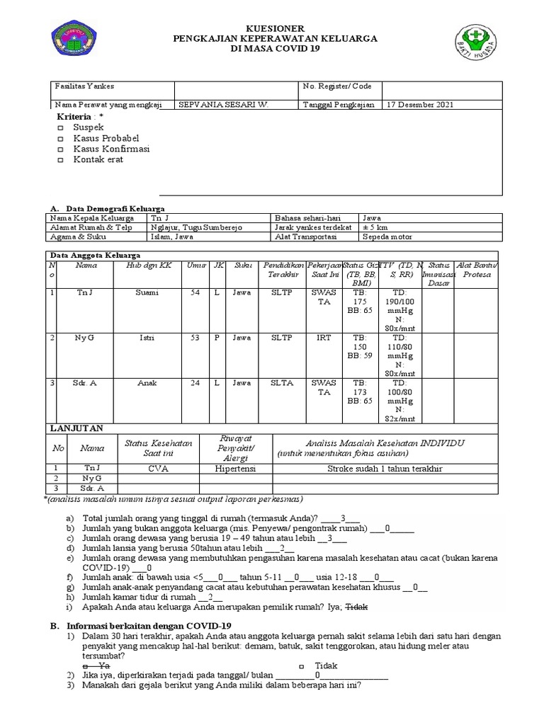 Askep Keluarga Pengkajian Cva | PDF