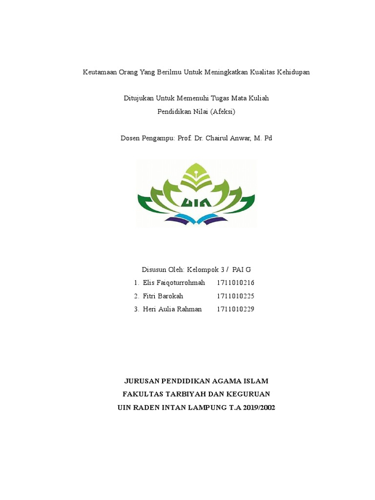 Makalah Pendidikan Nilai Prof - Dr.H. Chaerul Anwar, M.PD | PDF