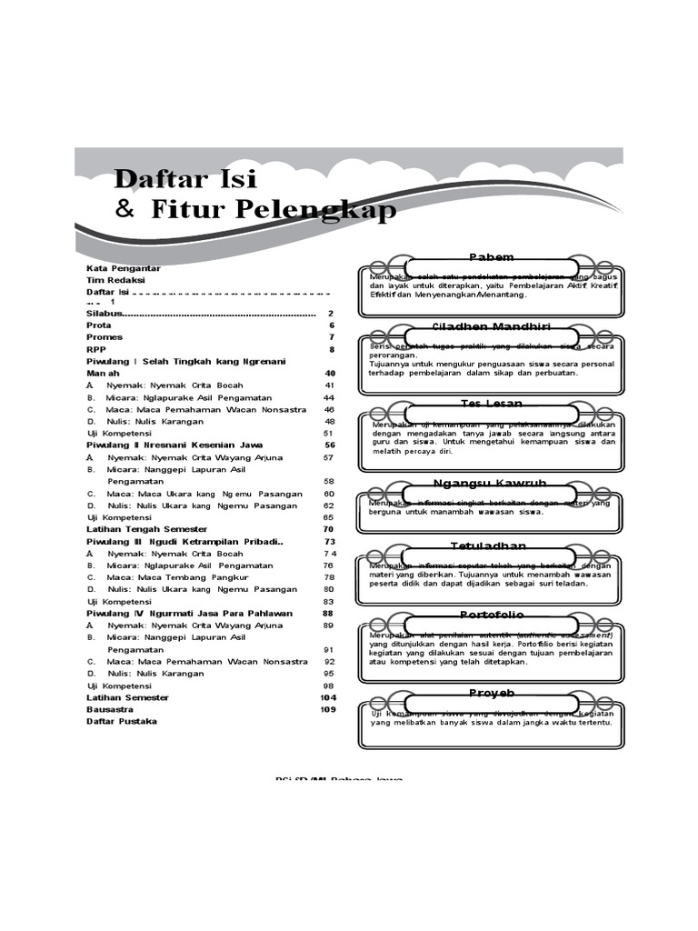 Perangkat Bahasa Jawa Kelas 6 (RPP, Silabus, Prota, Promes) | PDF Perangkat Bahasa Jawa Kelas 6 (RPP, Silabus, Prota, Promes) | PDF