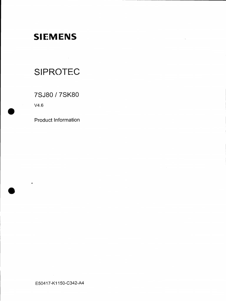 Siprotec (7SJ80) Siemens | PDF | Electrical Connector | Power Supply