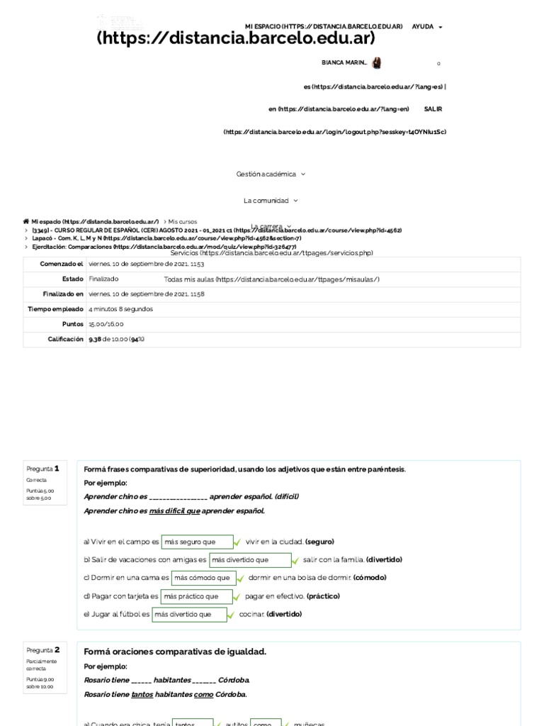 Ejercicios de Comparaciones en Español | PDF