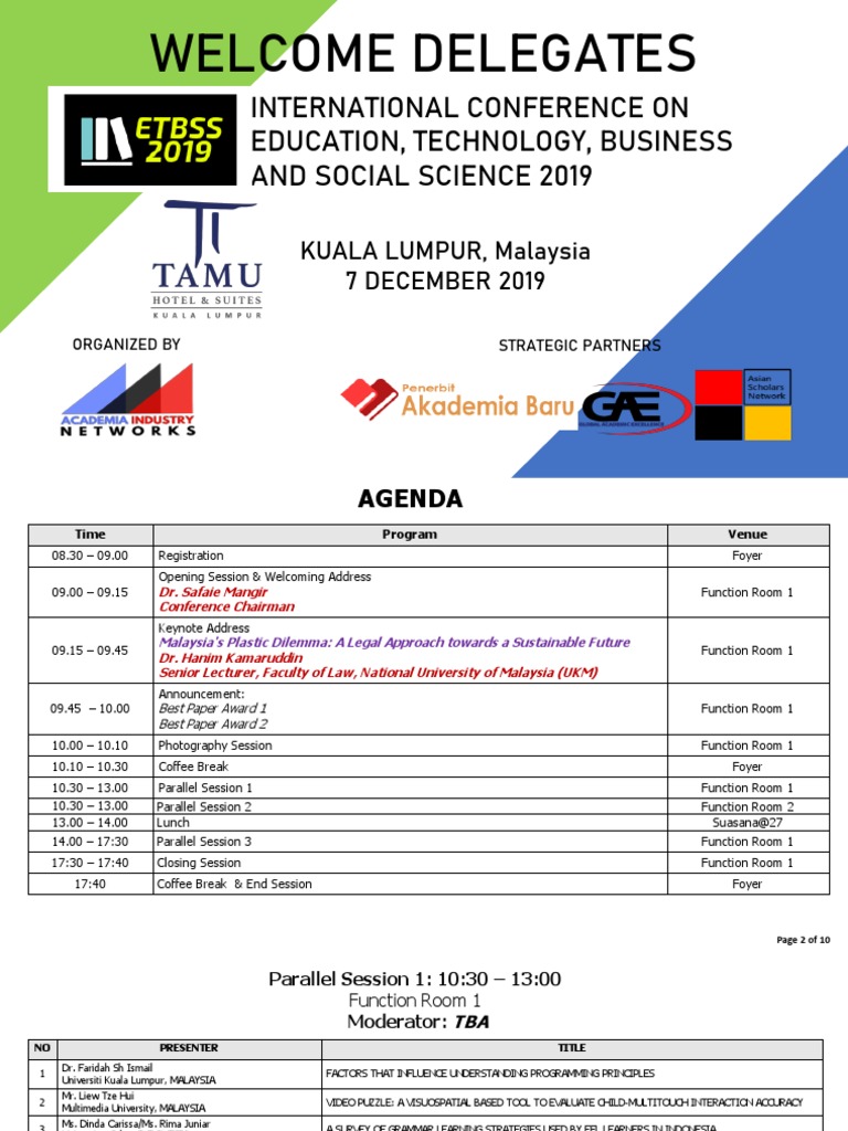 Conference Handbook - ETBSS2019 | PDF