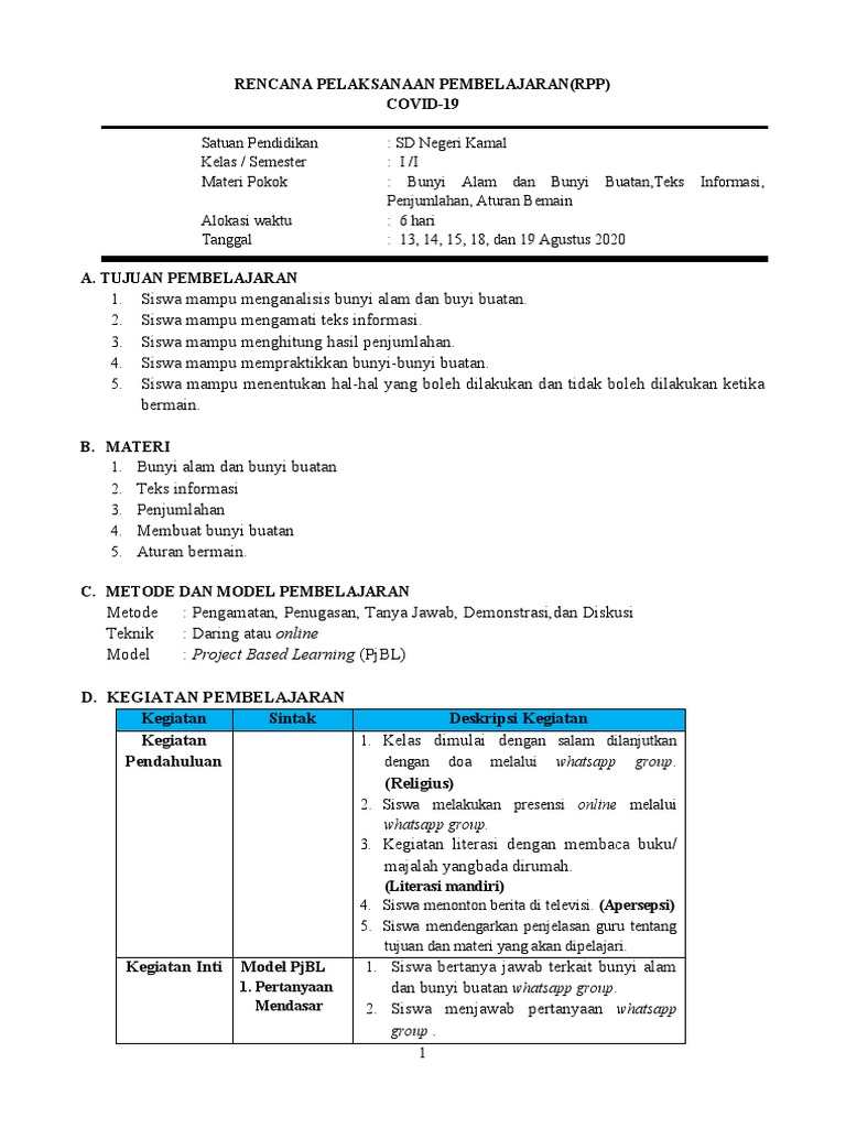 RPP BDR Tema 2 | PDF