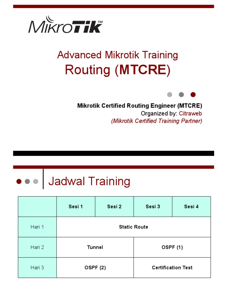 Mikrotik Certified Routing Engineer (MTCRE) Training Schedule and ...