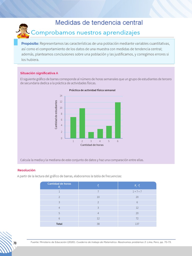Medidas de Tendencia Central: Comprobamos Nuestros Aprendizajes | PDF | Matemáticas