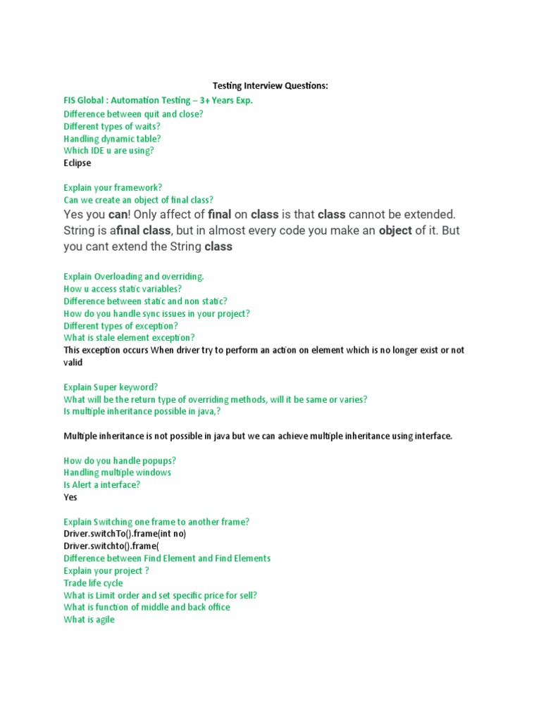 Automation Testing Interview Guide | PDF | Method (Computer Programming ...