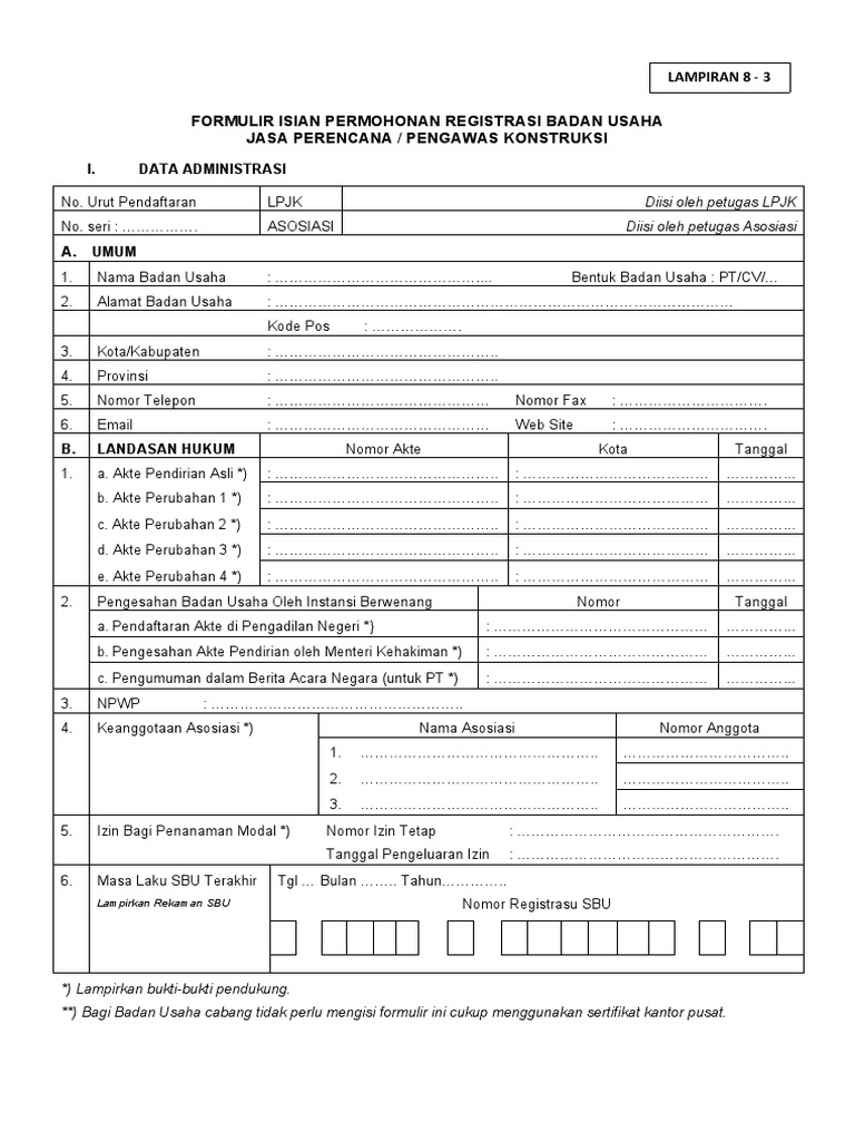 5 Lampiran 8 3 Formulir Isian Data Administrasi | PDF
