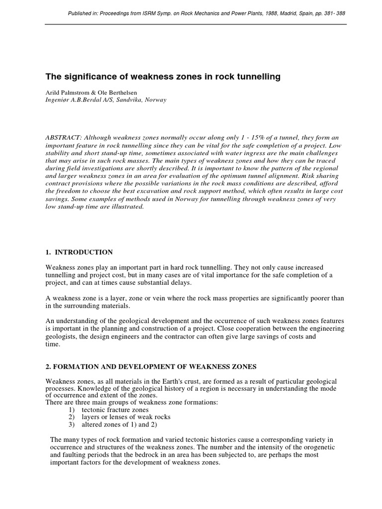 Weakness - Zones in Rock Tunnelling | PDF | Tunnel | Geology