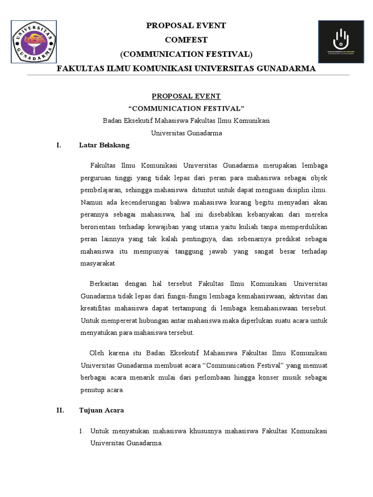 Proposal Acara Communication Festival | PDF | Seni