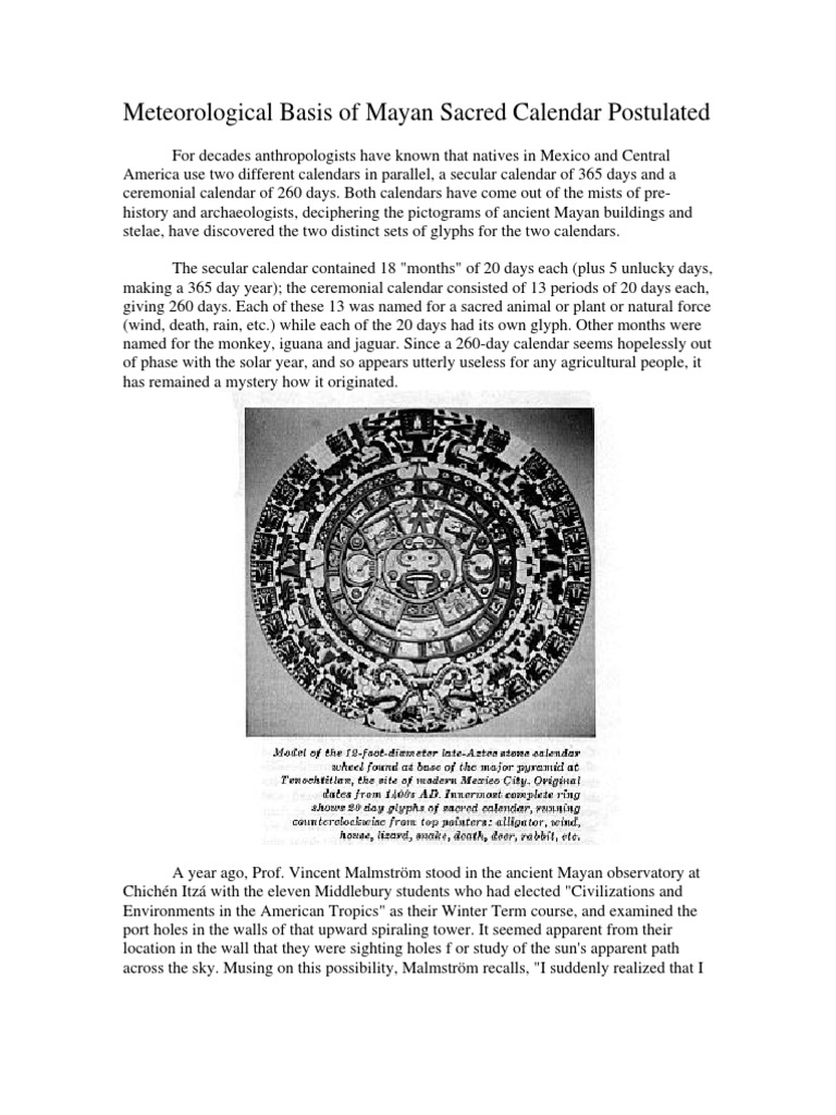 Meteorological Basis of Mayan Sacred Calendar Postulated | PDF | Maya ...