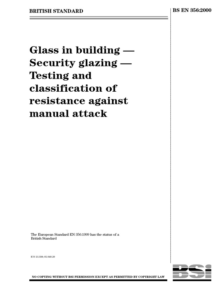 BS EN 356-2000-Glass in Building | PDF