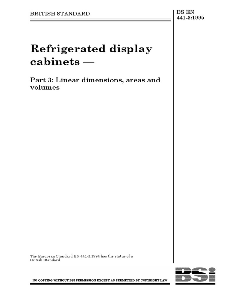 BS EN 441-3-1995-Refrigerated Display Cabinets | PDF | Copyright ...