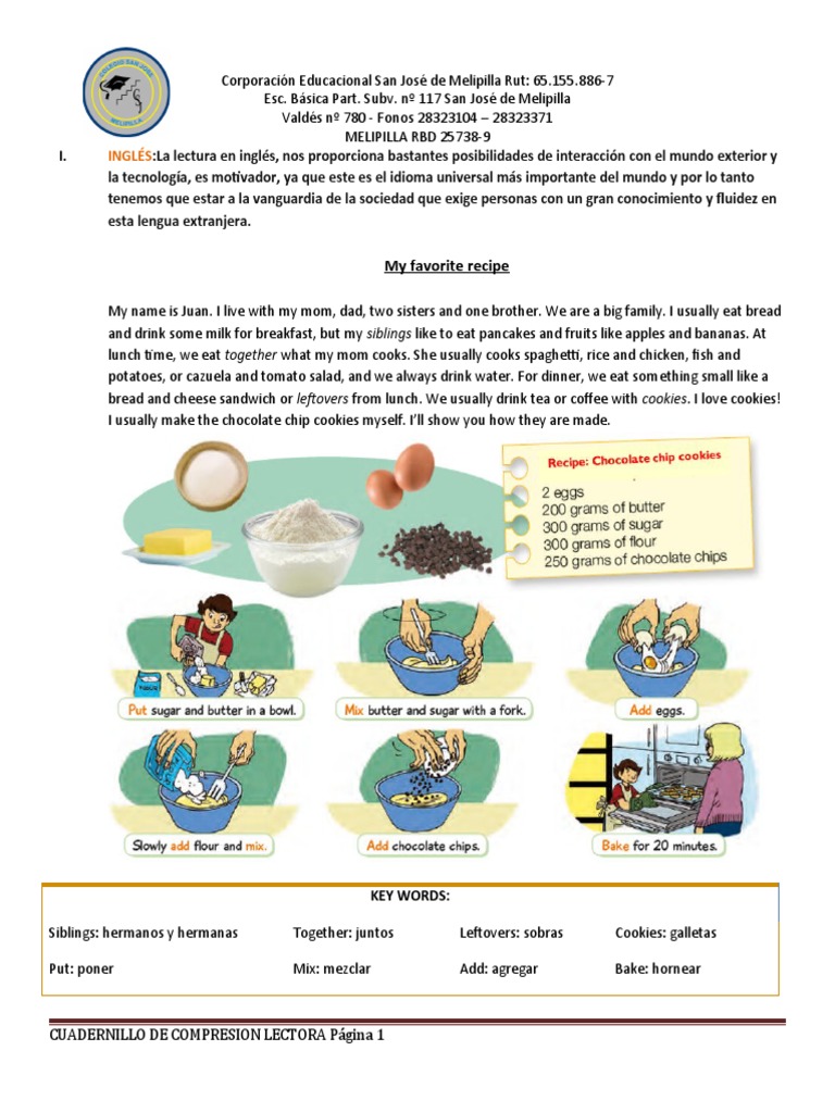Inglés: My Favorite Recipe | PDF | Lunch | Cuisine