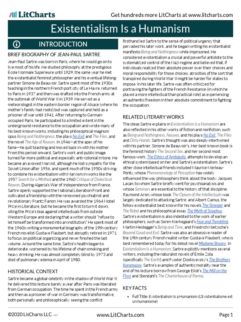 Existentialism Is A Humanism: Intr Oduction | PDF | Existentialism ...