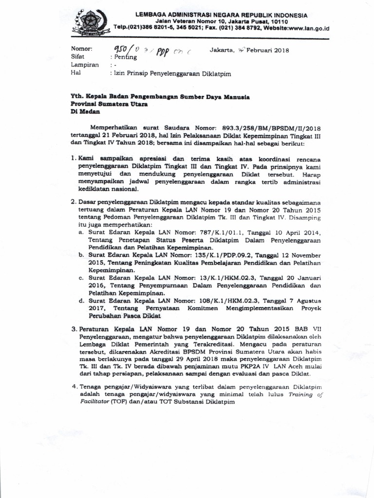 Surat Izin Prinsip Pim Tahun 2018 | PDF