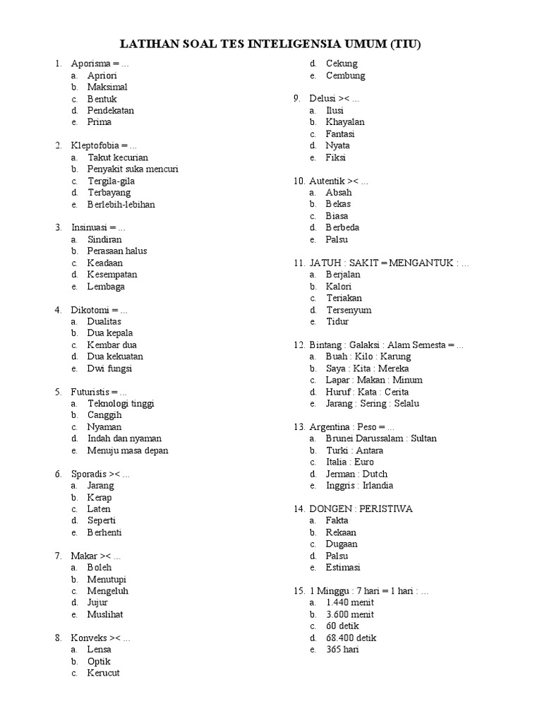 Latihan Soal TKD - Tiu | PDF