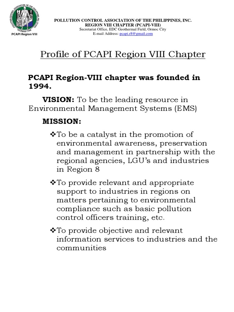 PCAPI Region VIII Chapter Overview | PDF
