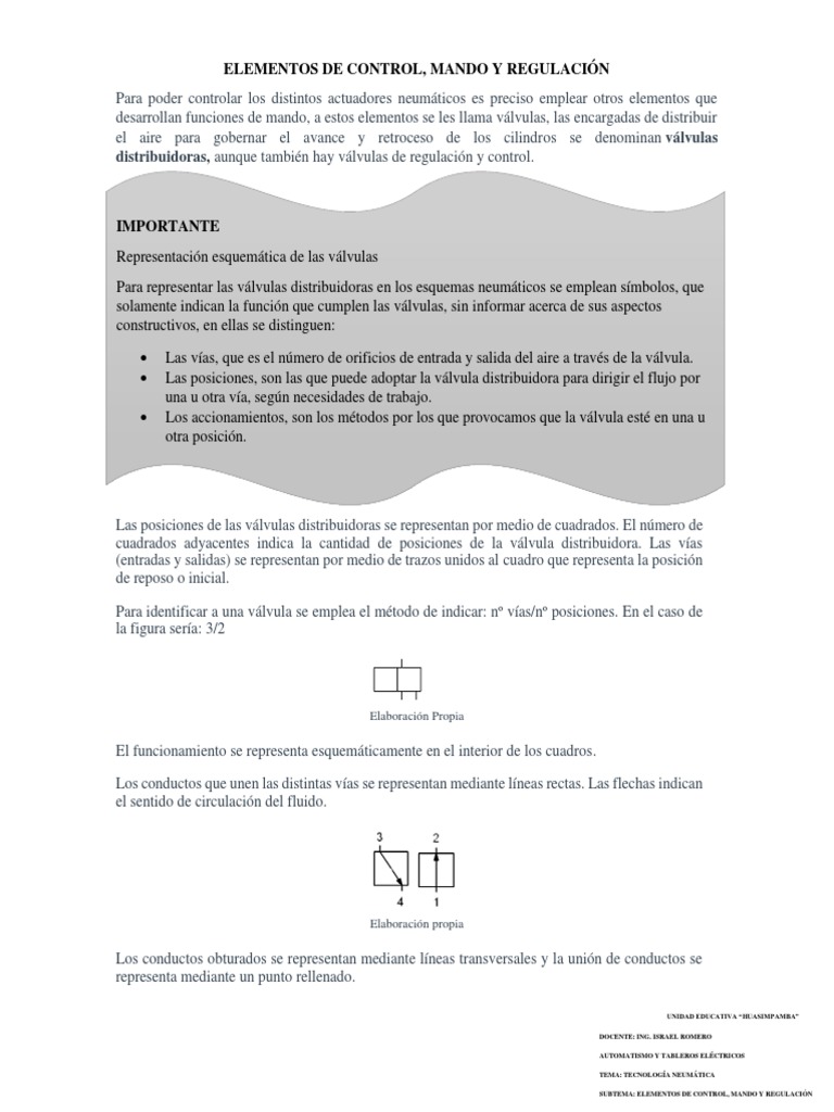 6 Elementos de Control, Mando y Regulación | PDF | Neumática | Válvula
