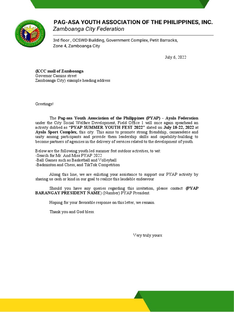 Pyap Barangay Letter | PDF