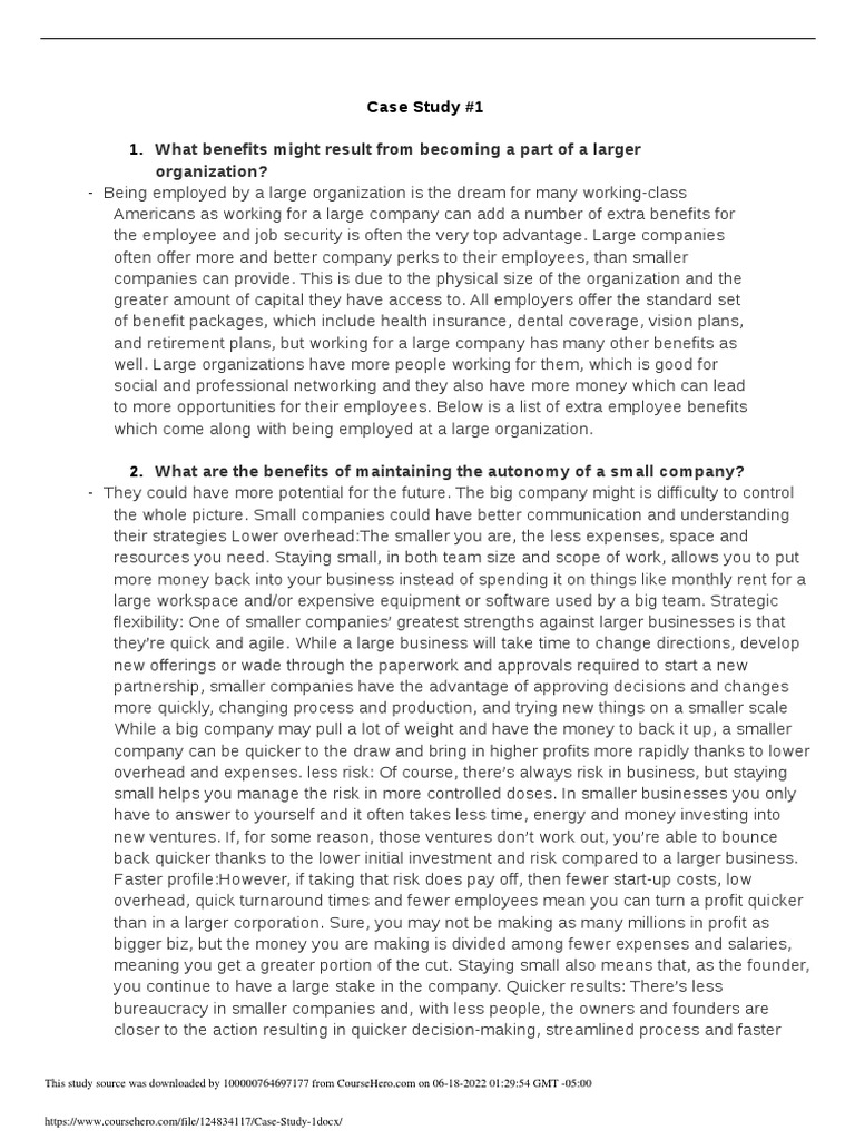 Case Study On Human Behavior of Organizations | PDF | Employee Benefits ...