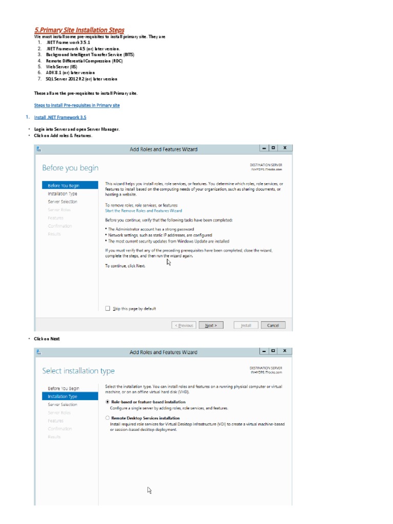 SCCM Primary Site Install | PDF | Microsoft Sql Server | World Wide Web