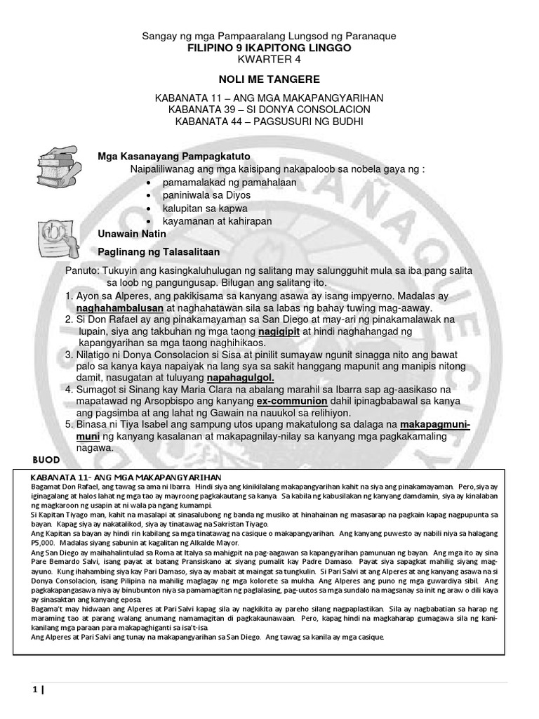 Filipino9 Week 7 4th Quarter Module | PDF