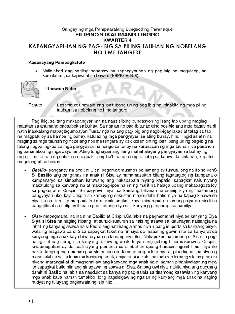 Filipino9 Week 5 4th Quarter Module | PDF
