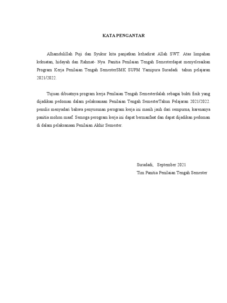 Program Kerja PTS | PDF