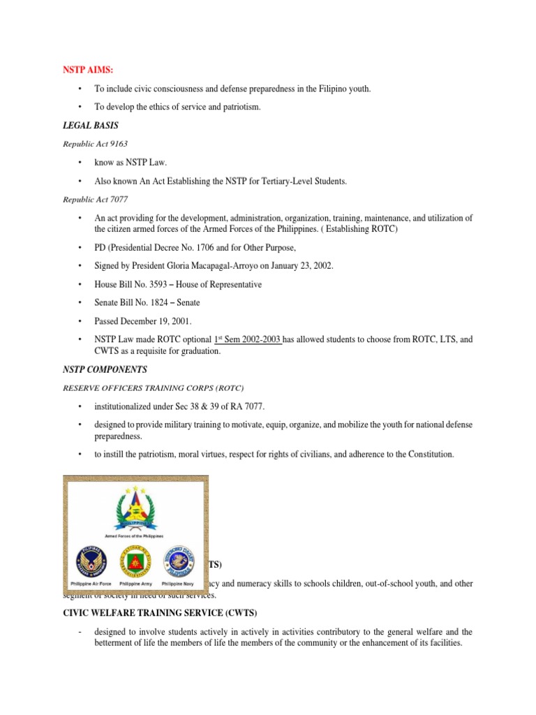 Legal Basis: NSTP Aims | PDF | Needs Assessment | Service Learning