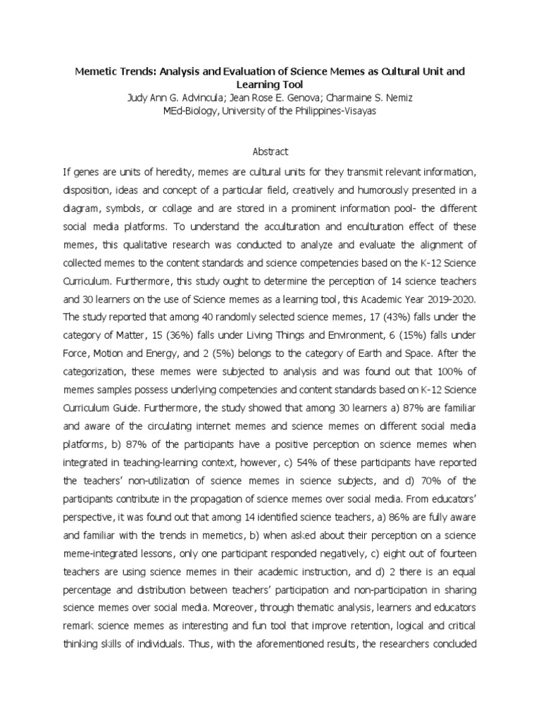 Abstract-Memetic Trends (Analysis and Evaluation of Science Memes As ...