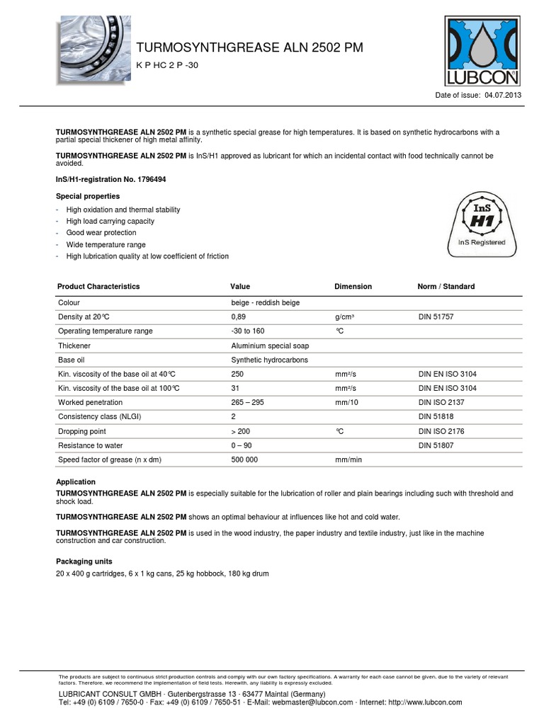 Turmosynthgrease Aln 2502 Pm-Eng | PDF | Building Engineering | Applied ...