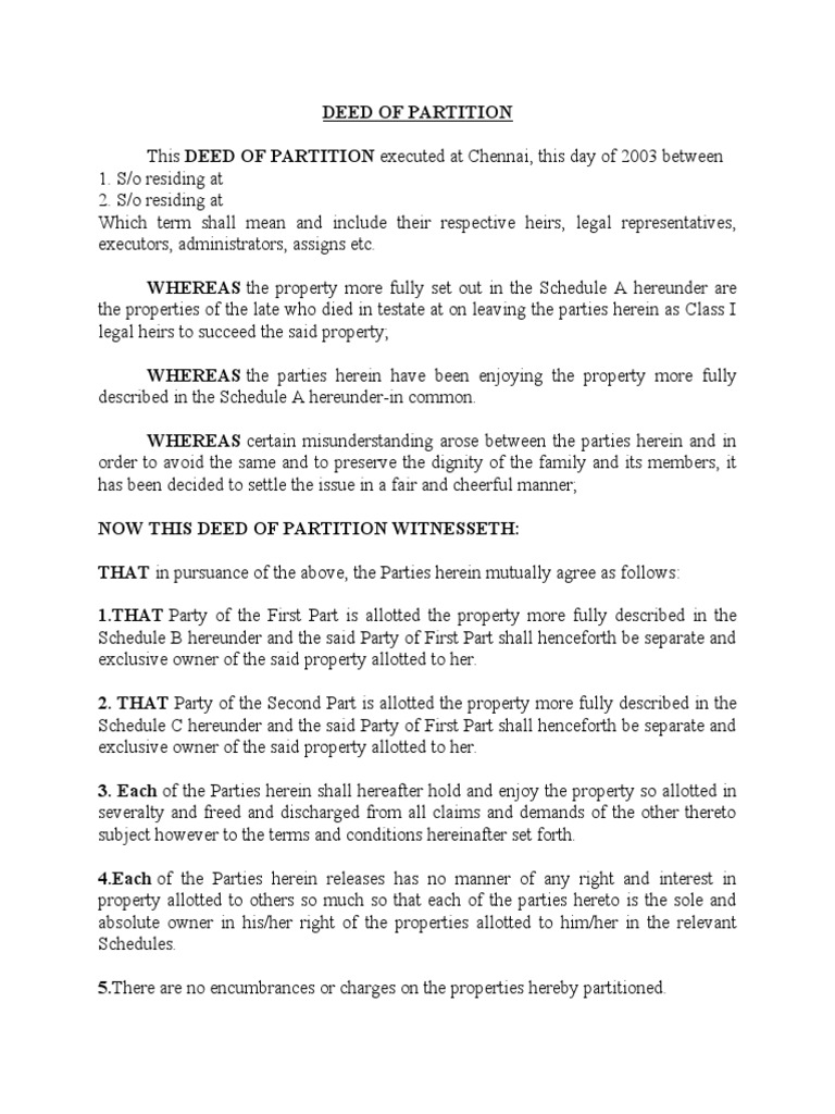 Deed of Partition | PDF | Property | Taxes