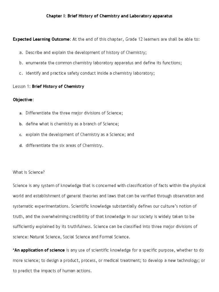 Chapter 1 (Lesson 1-History of Chemistry) | Download Free PDF ...