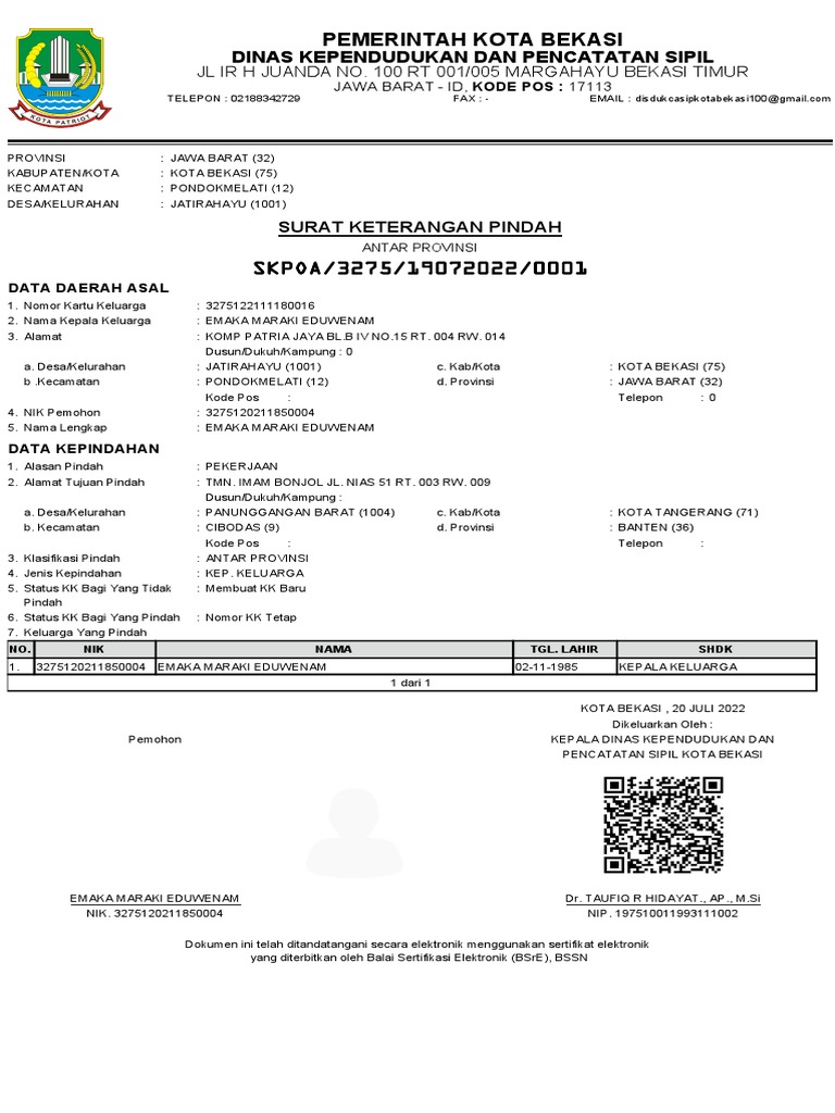Surat Pindah Emaka Maraki Eduwenam | PDF