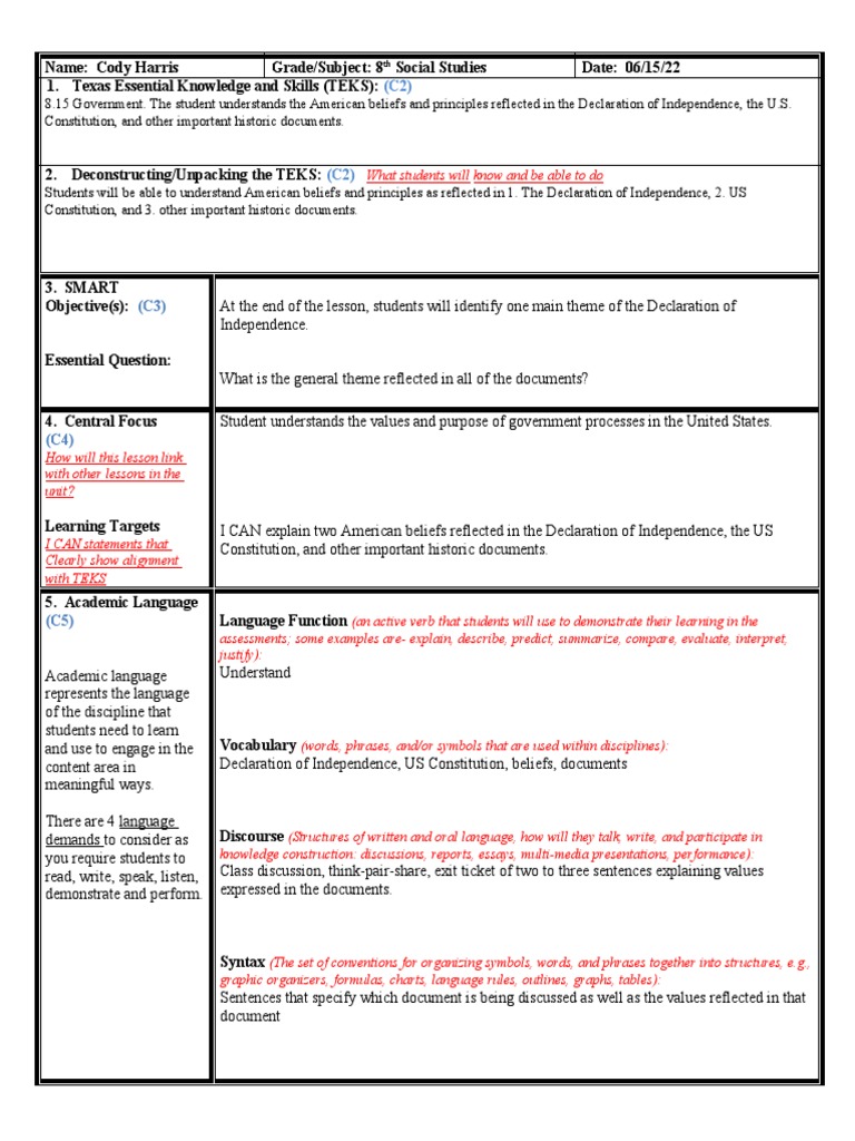 Edtpa Lesson Plan Guide LPG 1 | Download Free PDF | Educational ...