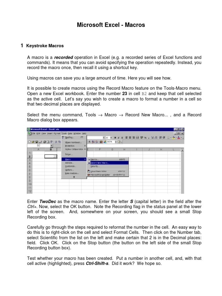 Microsoft Excel Macros Pdf Microsoft Excel Macro Computer Science 