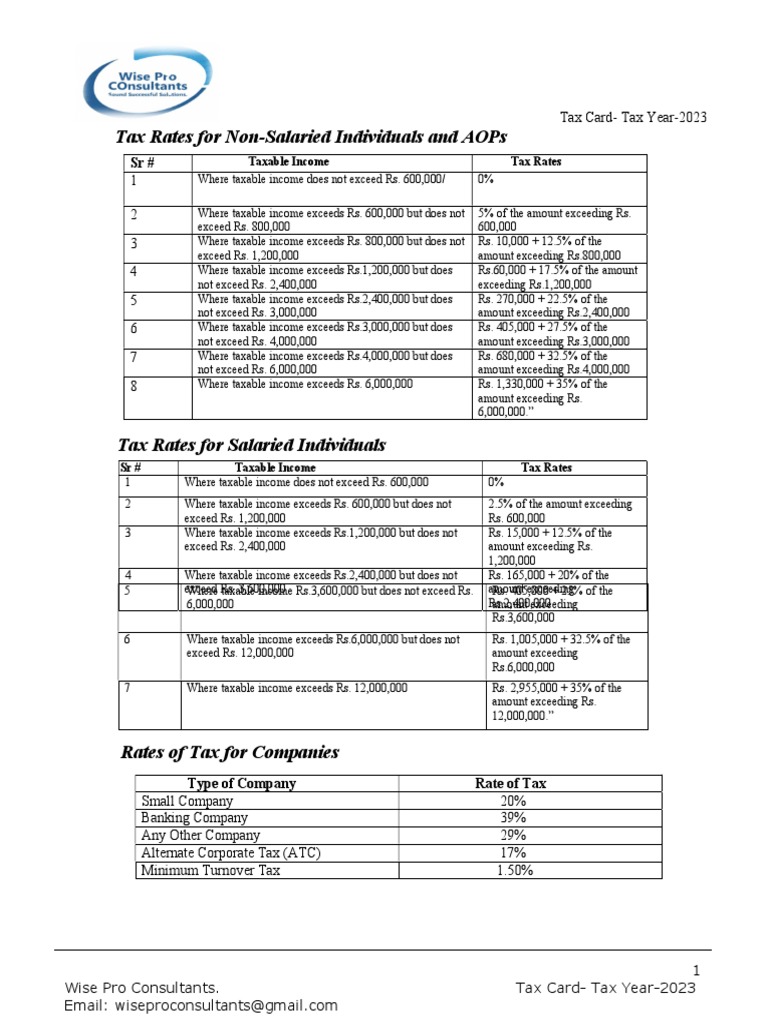 Tax Card 2023 - 220705 - 072306 | PDF | Taxes | Tax Rate