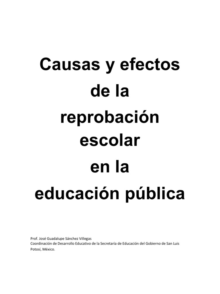 Causas y Efectos de La Reprobación Escolar | PDF | Aprendizaje | Maestros