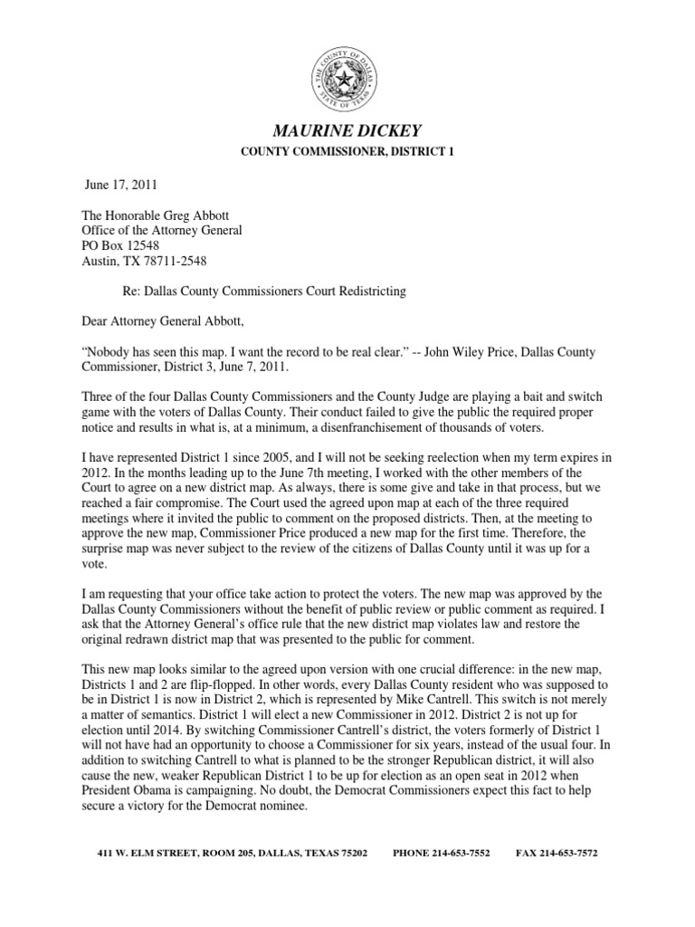 Dallas County Redistricting Controversy | PDF | Greg Abbott | Politics ...