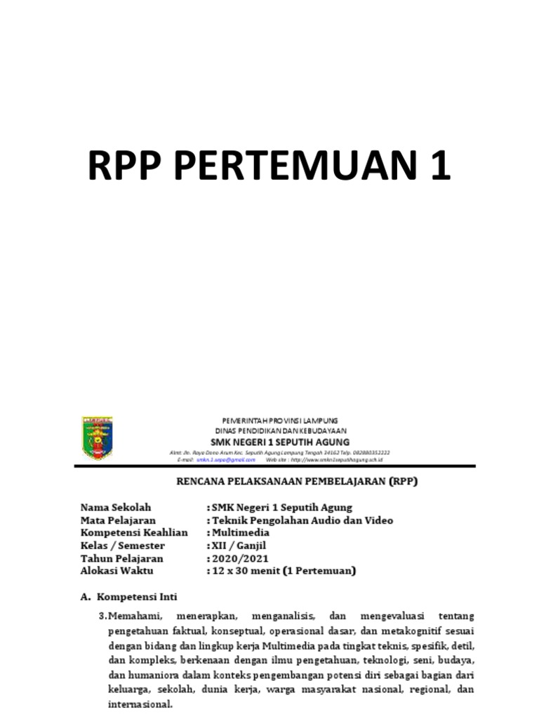 Rencana Pelaksanaan Pembelajaran Xii MM Tpav | PDF | Seni
