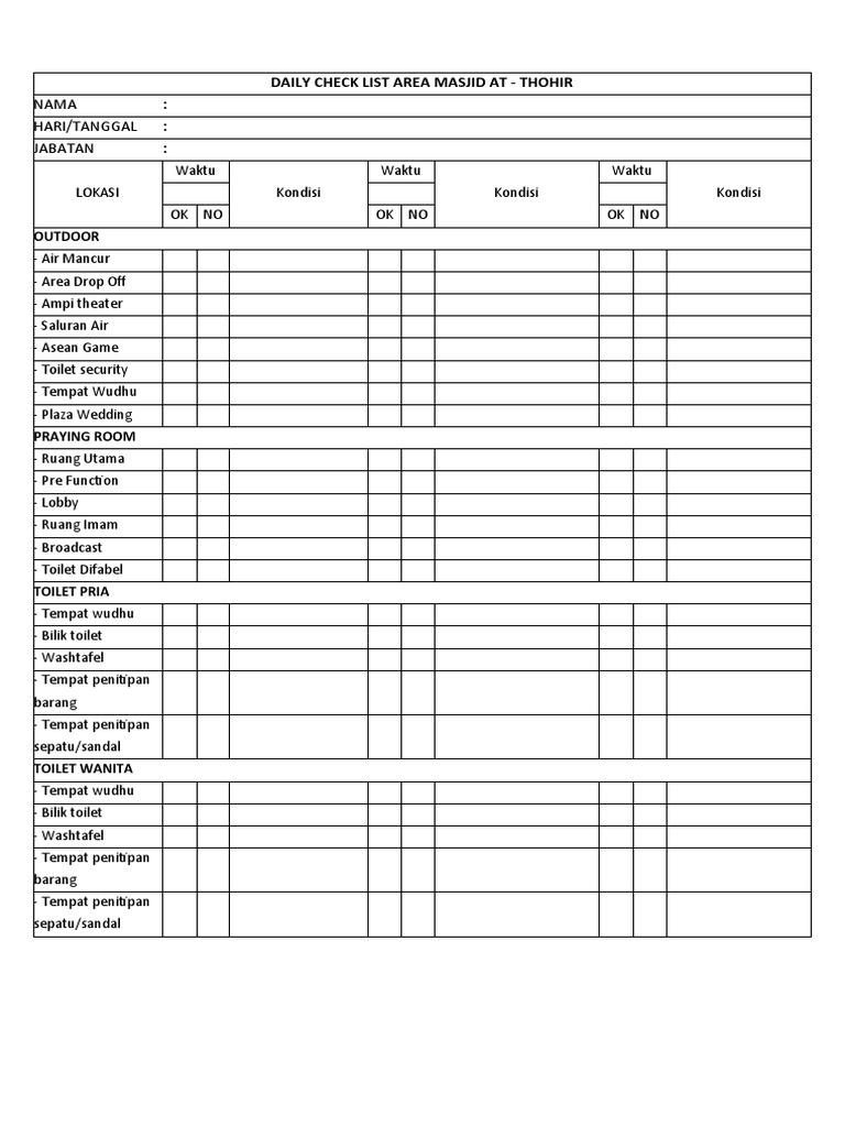 Checklist HK Peribadatan | PDF