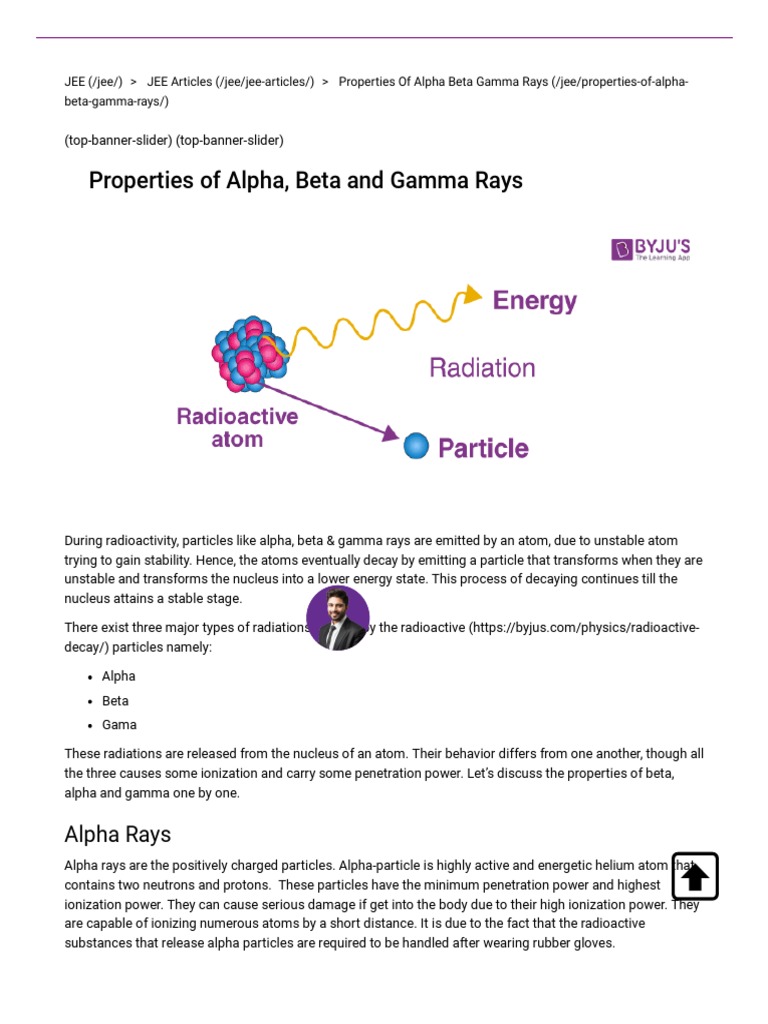 Properties of Alpha, Beta and Gamma Rays and Differences | PDF ...
