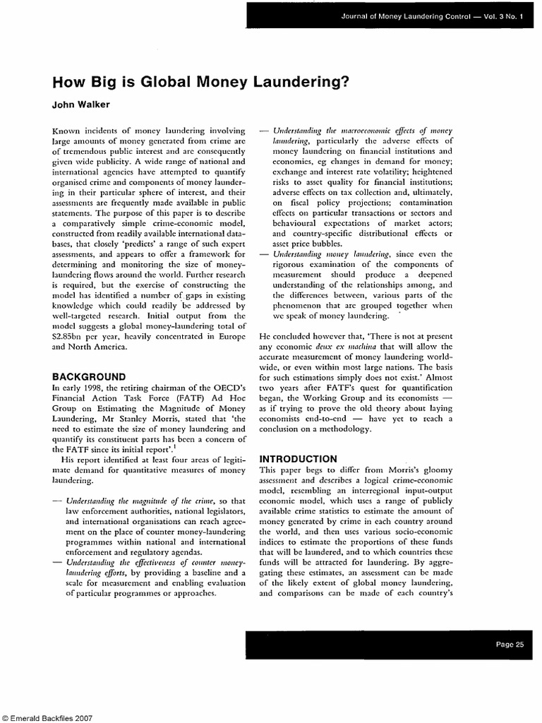 327 How Big Is Global Money Laundering Journal Of Money Laundering