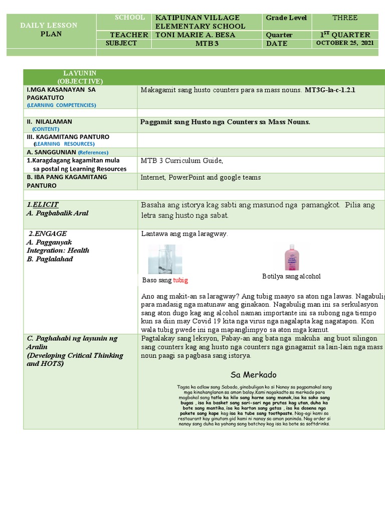 COT LESSON PLAN MTB | PDF
