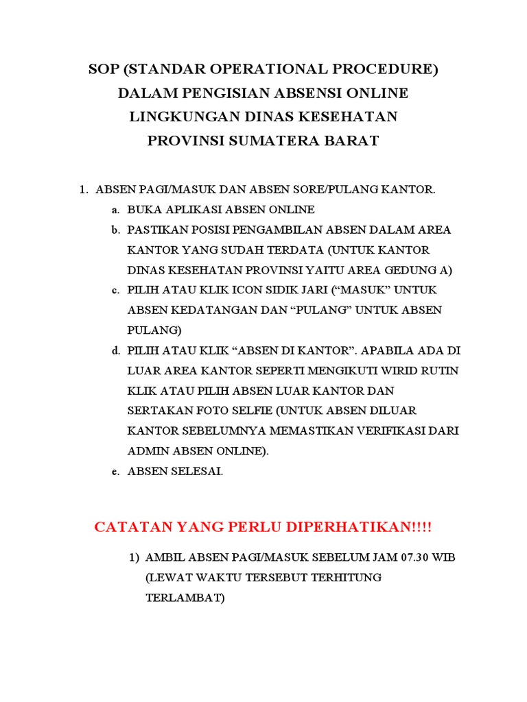 Sop Absensi Online | PDF | Komputer | Teknologi & Rekayasa